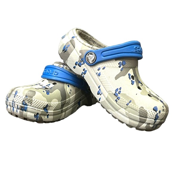 CROCS | Shoes | Crocs Childs Classic Lined Gray Camo Clogs Size C9 ...